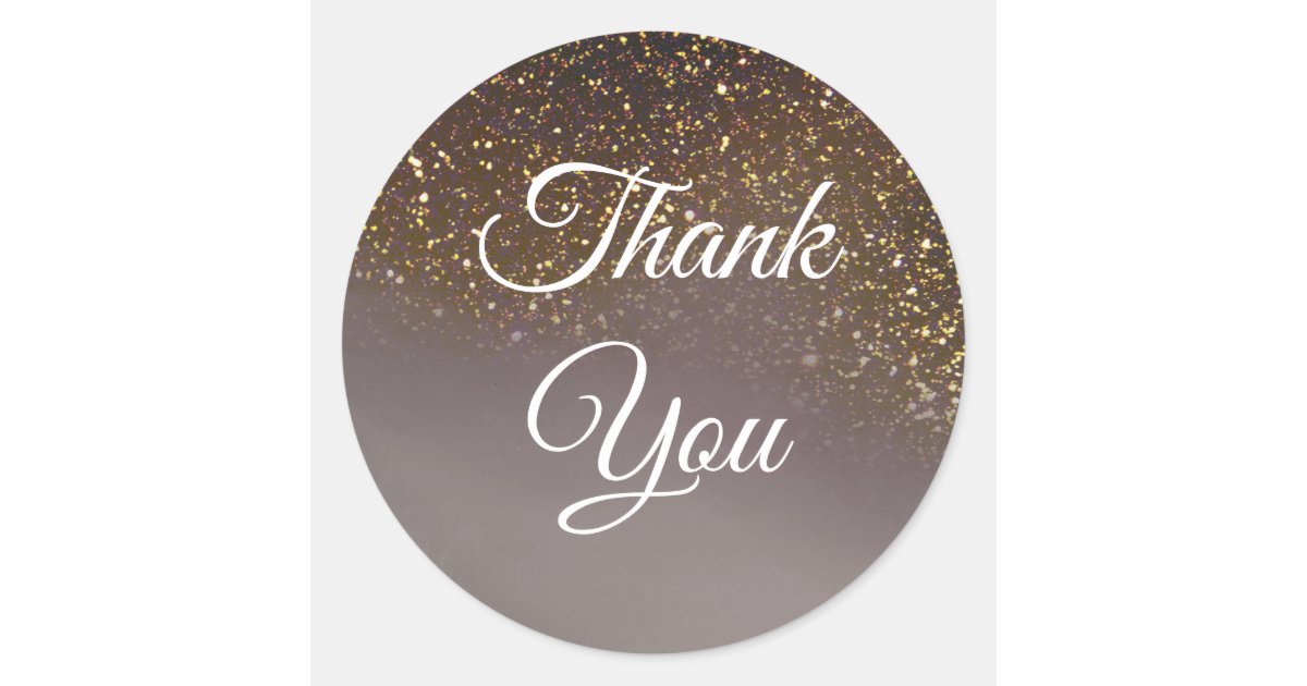 Elegant Liquid Glitter Thank you Classic Round Sticker | Zazzle