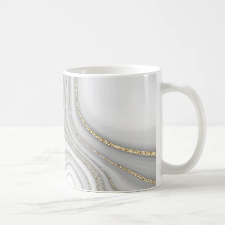 Elegant liquid gold glitter marble pattern coffee mug | Zazzle