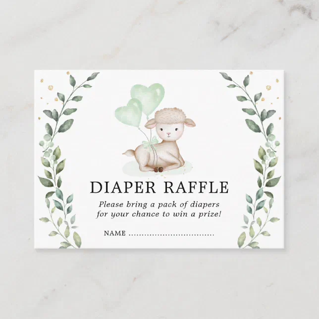 Elegant Little Lamb Diaper Raffle Baby Sheep Enclosure Card | Zazzle