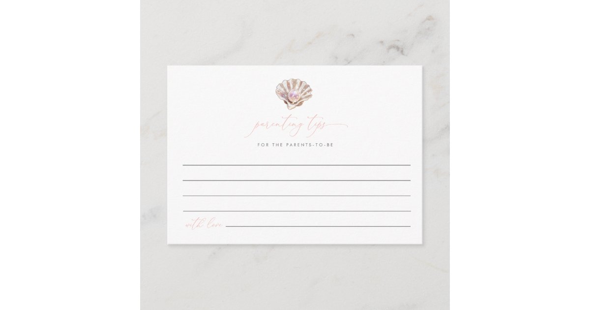 Elegant Little Pearl Under The Sea Parenting Tips Enclosure Card | Zazzle