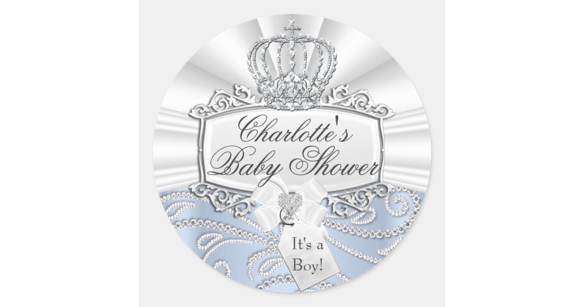 Elegant Little Prince Diamond Baby Shower Sticker | Zazzle