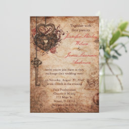 Elegant Lock and Key Wedding Invitation | Zazzle