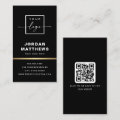 Elegant logo QR code golden gradient border black Business Card | Zazzle