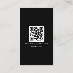 Elegant logo QR code gray gradient border black Business Card | Zazzle
