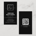 Elegant logo QR code gray gradient border black Business Card | Zazzle