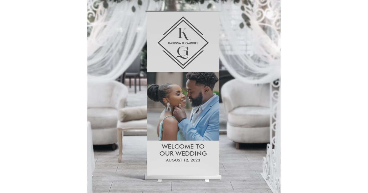 Elegant Logo Wedding Welcome Retractable Banner | Zazzle