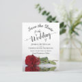 Elegant Long Stem Red Rose Wedding Save the Date Announcement Postcard ...