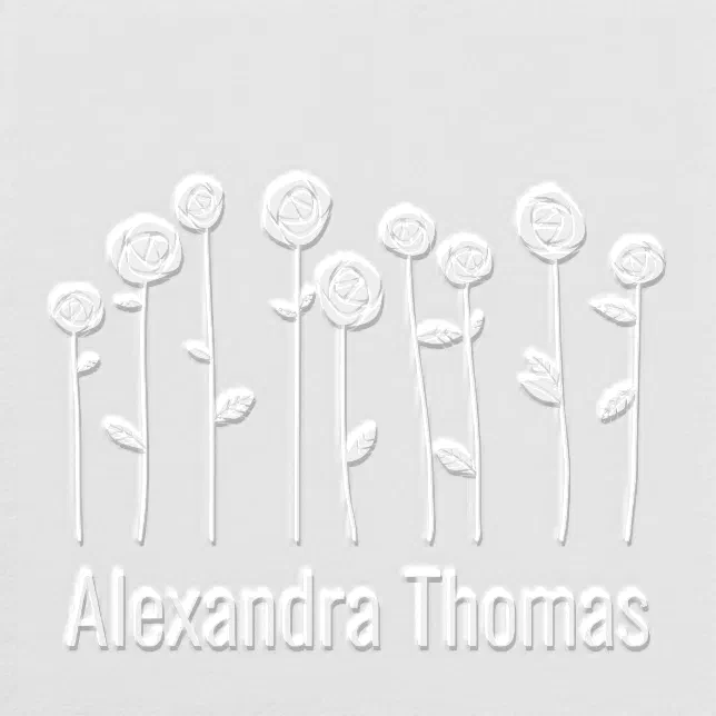 Elegant Long Stem Roses Name Monogram Embosser | Zazzle
