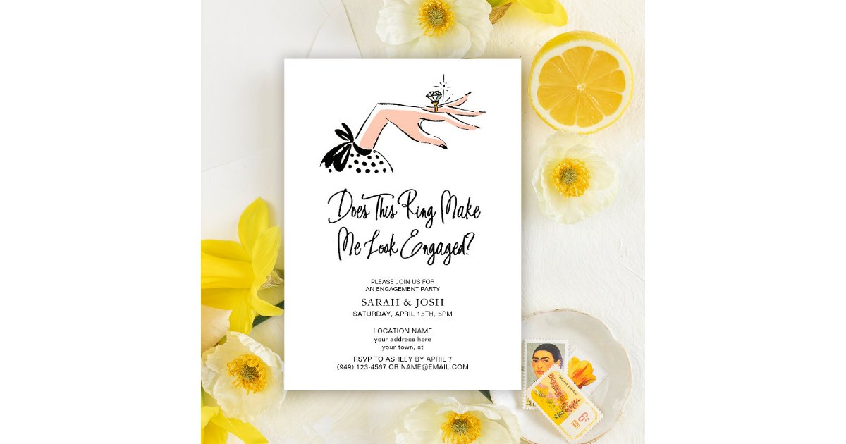 Elegant Look Engaged Calligraphy Script Engagement Invitation | Zazzle