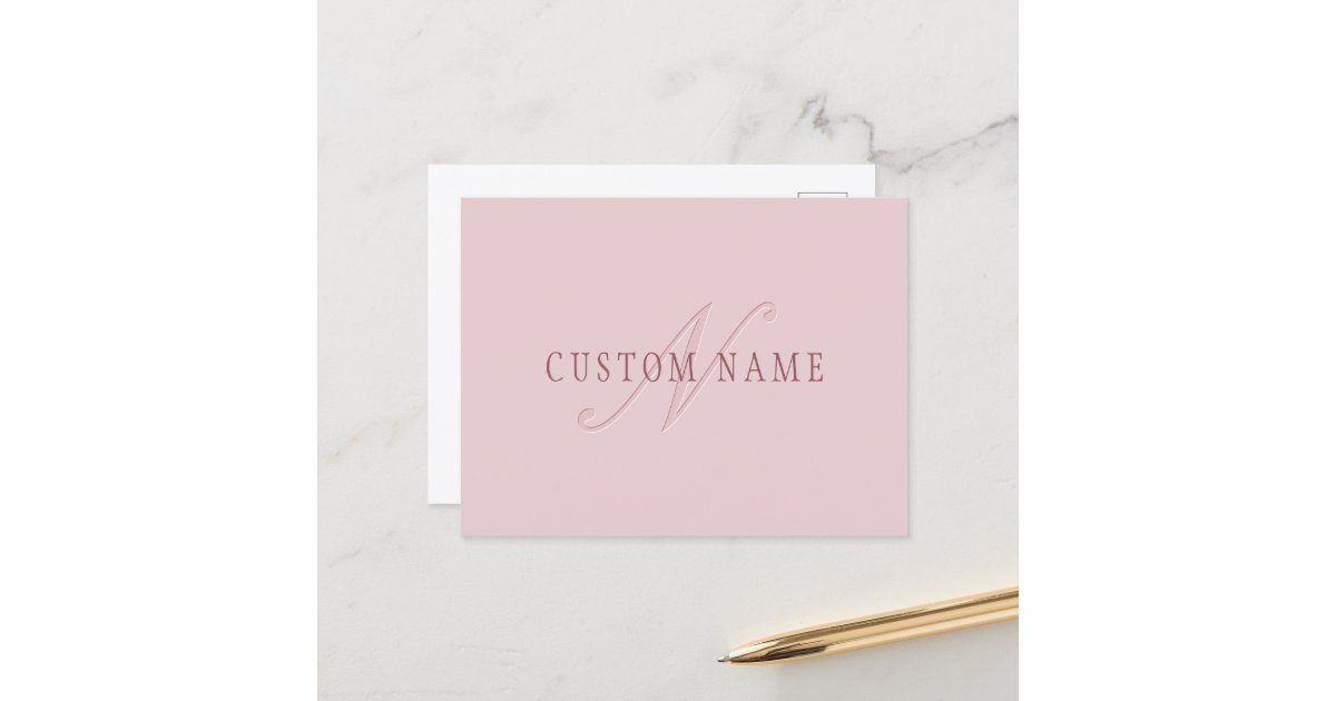 Elegant Looking Monogram | Rose Gold Postcard | Zazzle