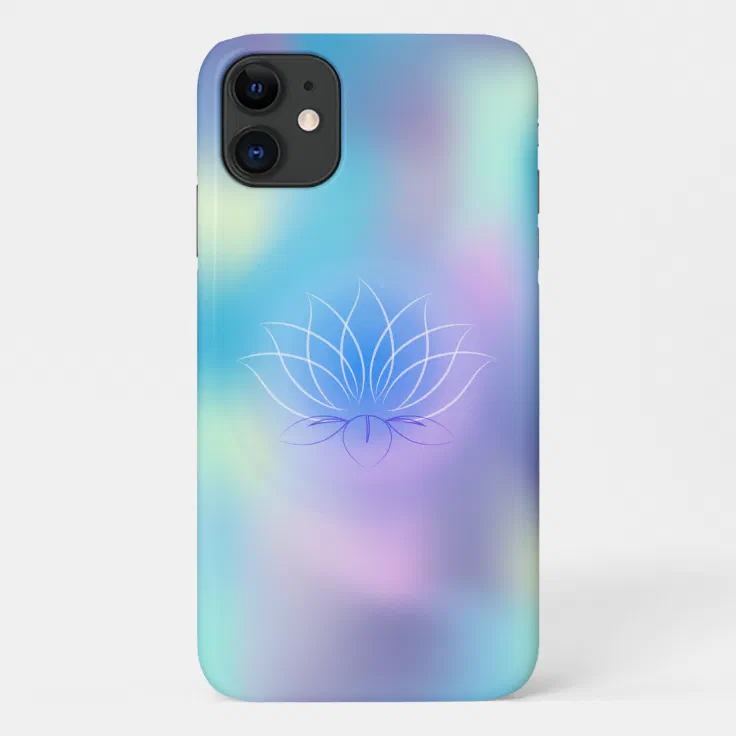 Elegant Lotus Blue Holographic Case-Mate iPhone Case | Zazzle