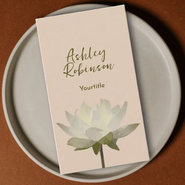 Elegant lotus flower boho pastel earthy QR code Business Card | Zazzle