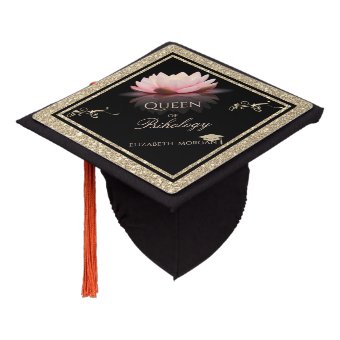 Elegant Lotus Gold Glitter Graduation Cap | Zazzle