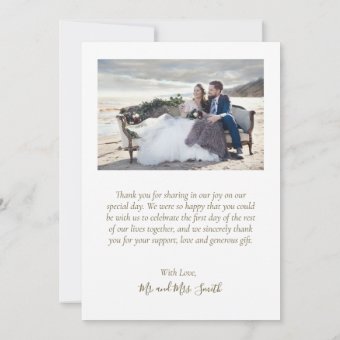 Elegant Love and Thanks Script 4 Photo Wedding Thank You Card | Zazzle