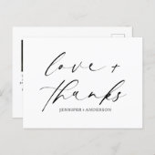 Elegant Love and Thanks Script Photo Wedding Postcard | Zazzle