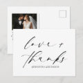 Elegant Love and Thanks Script Photo Wedding Postcard | Zazzle