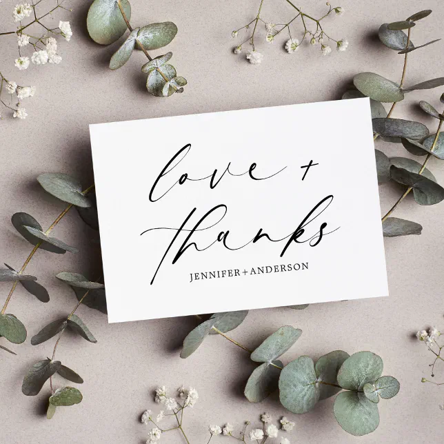 Elegant Love and Thanks Script Wedding QR Code Thank You Card | Zazzle