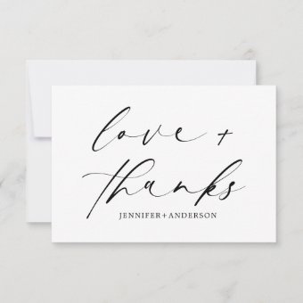 Elegant Love and Thanks Script Wedding QR Code Thank You Card | Zazzle