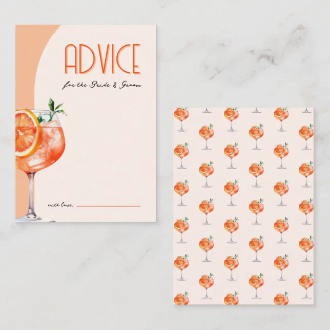 Elegant Love at First Spritz Bridal Shower Advice Card | Zazzle