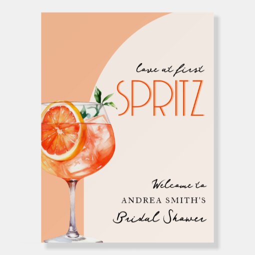 Elegant Love at First Spritz Bridal Shower Welcome Foam Board | Zazzle