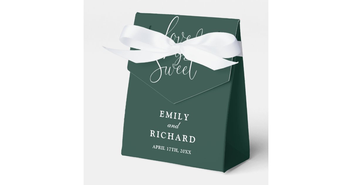 Elegant Love Is Sweet Emerald Green Wedding Favor Boxes | Zazzle