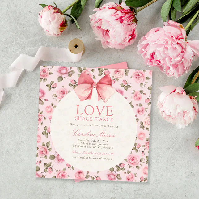 Elegant Love Shack Fiance Party Bridal Shower Invitation | Zazzle