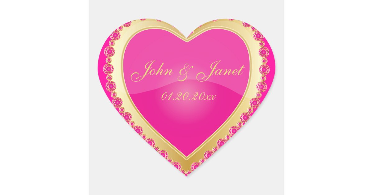 Elegant Love Shiny Pink Gold Jewel Heart Heart Sticker | Zazzle