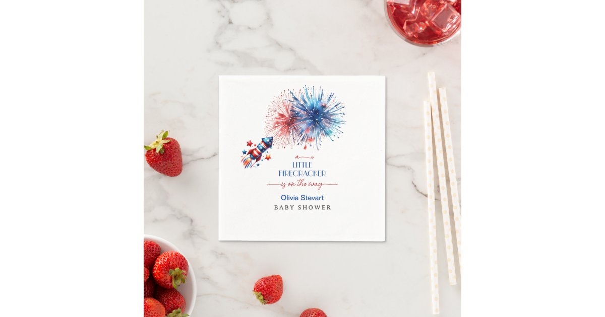 Elegant Lttle firecracker 4th July Baby Shower Napkins | Zazzle