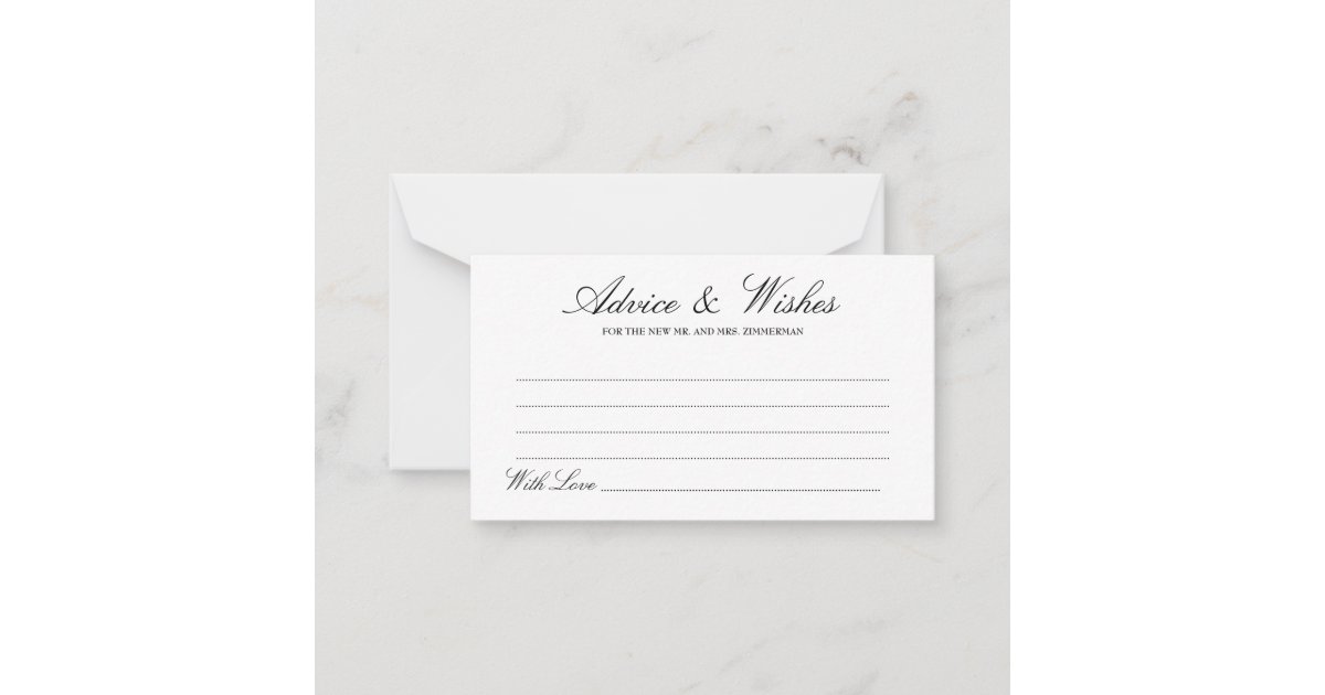 Elegant Lucia Script Wedding Advice & Wishes Card | Zazzle