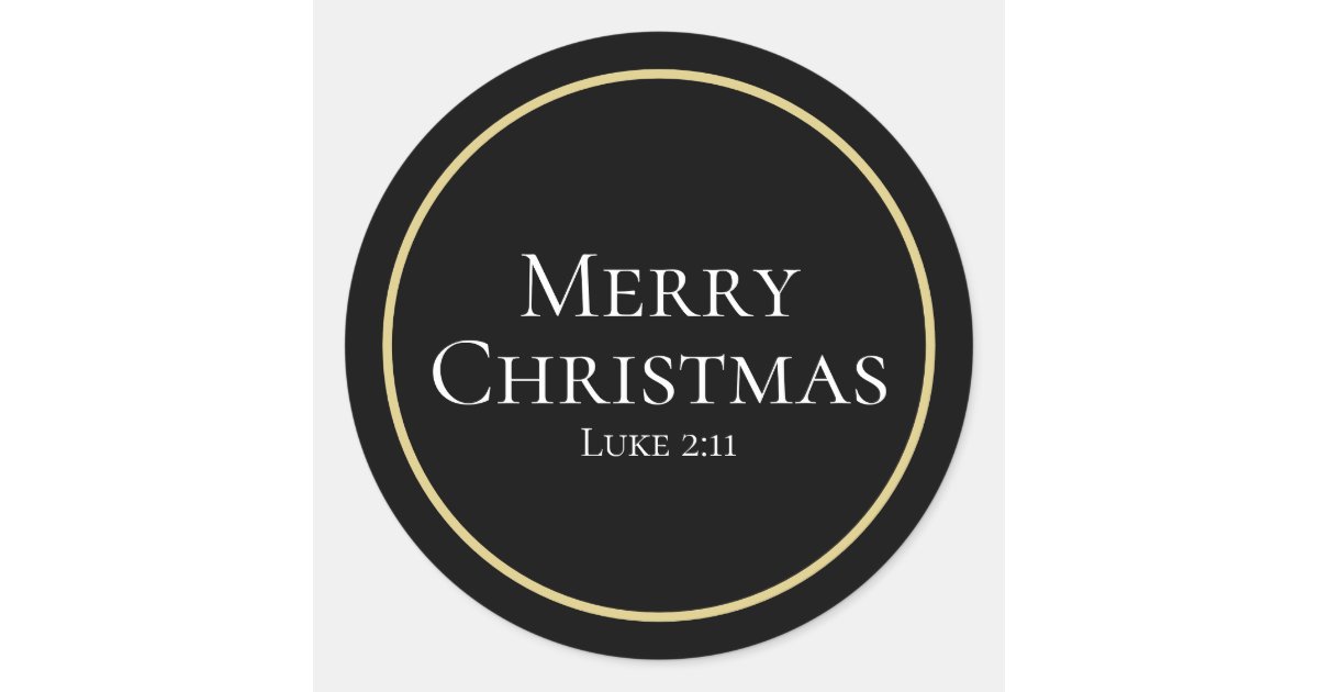 Elegant Luke 2:11 Black Gold Christmas Classic Round Sticker | Zazzle