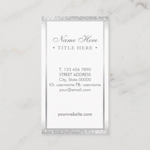Elegant Luxe Silver Vertical Business Card | Zazzle