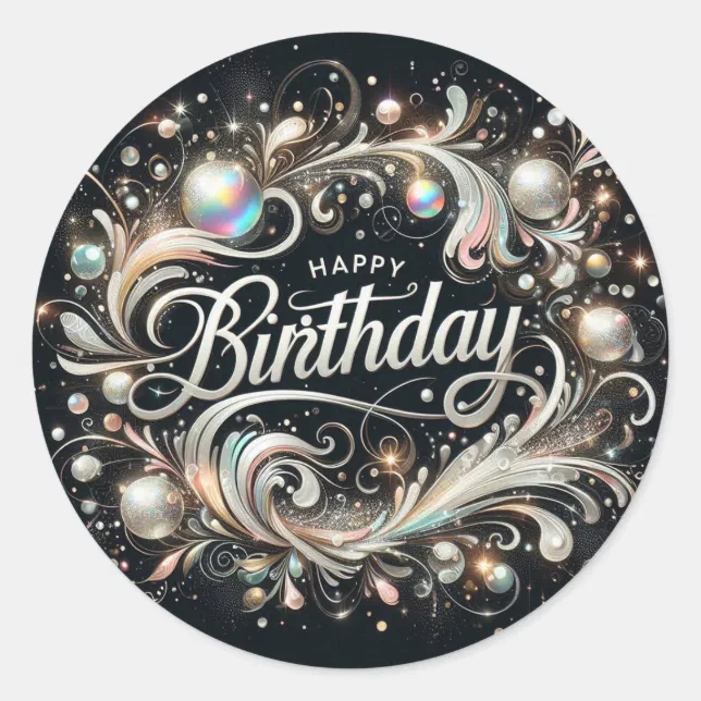 Elegant Luxurious Birthday Sticker | Zazzle