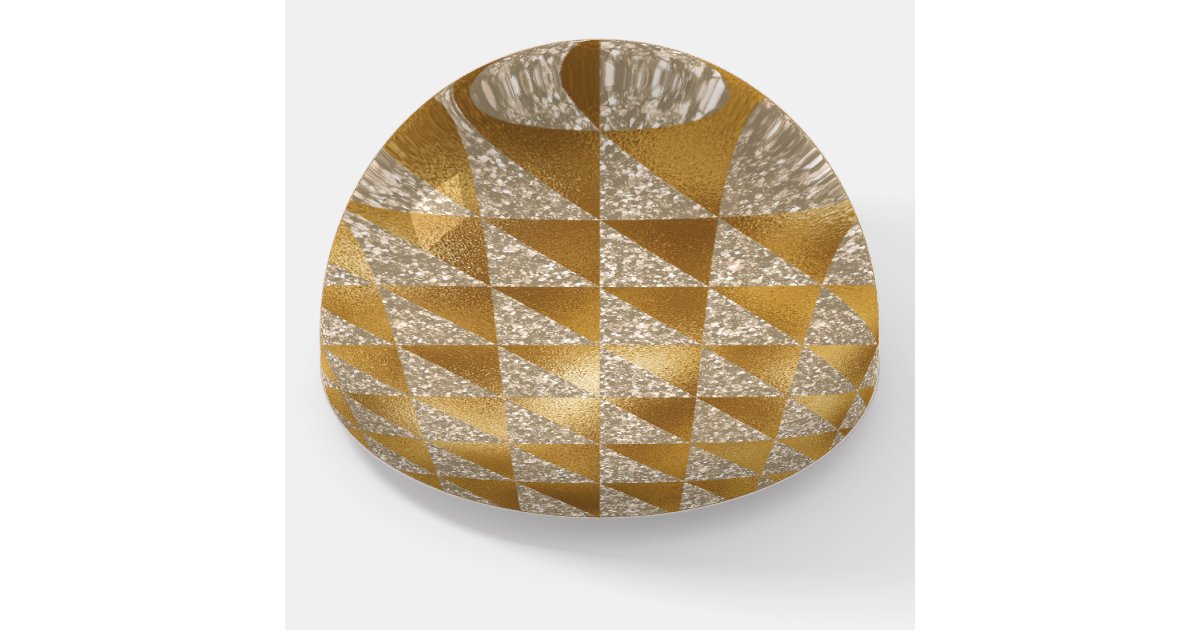 Elegant Luxurious Gold Silver Glitter Geometric Paperweight | Zazzle