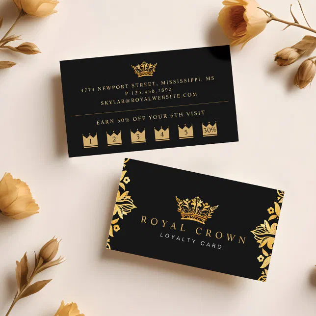 Elegant Luxurious Regal Royal Gold Crown Loyalty Card | Zazzle