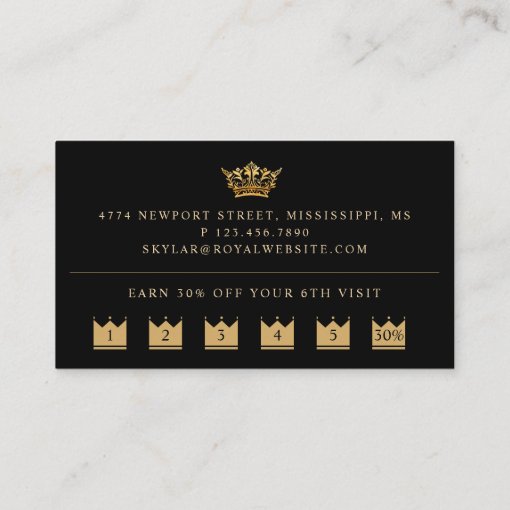 Elegant Luxurious Regal Royal Gold Crown Loyalty Card | Zazzle