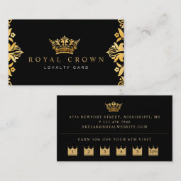 Elegant Luxurious Regal Royal Gold Crown Loyalty Card | Zazzle