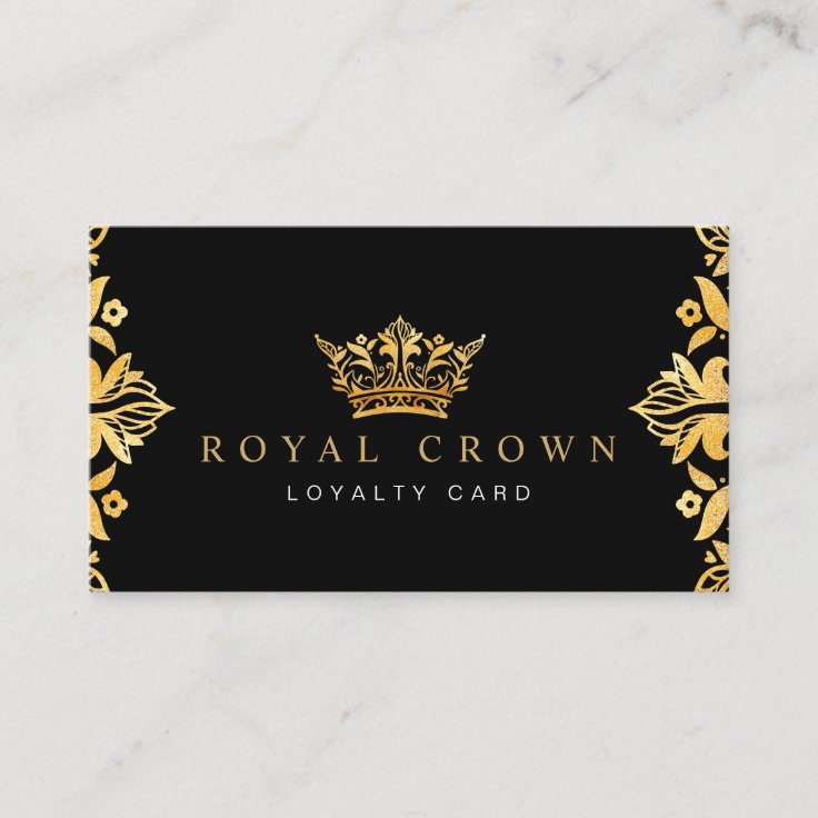 Elegant Luxurious Regal Royal Gold Crown Loyalty Card | Zazzle