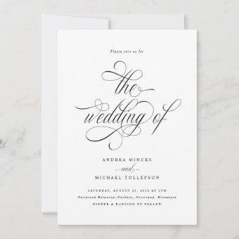 Elegant Luxury Calligraphy Script Wedding Invitation | Zazzle