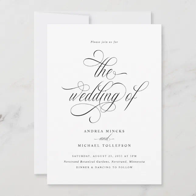 Elegant Luxury Calligraphy Script Wedding Invitation | Zazzle