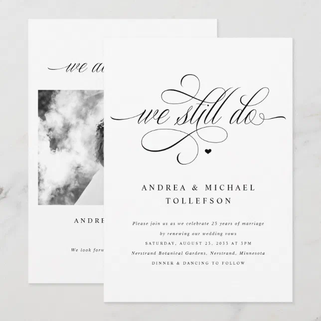 Elegant Luxury Calligraphy Wedding Vow Renewal Invitation | Zazzle