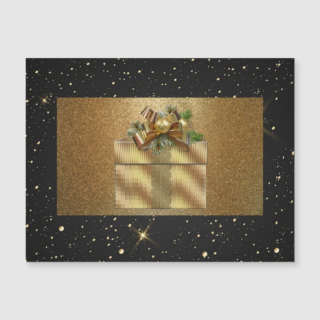 Elegant,Luxury,Gold Glitter,Christmas Box | Zazzle