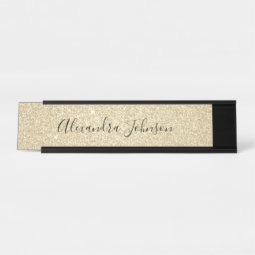 Elegant Luxury Gold Glitter Sparkle Modern Desk Name Plate | Zazzle