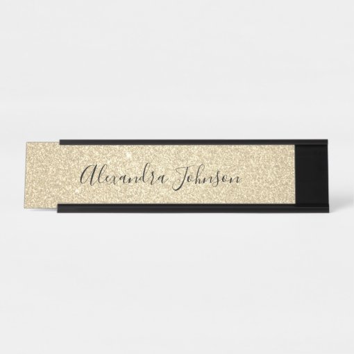Elegant Luxury Gold Glitter Sparkle Modern Desk Name Plate | Zazzle