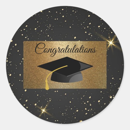 Elegant,Luxury,Gold Glitter,Stylish,Graduation Cap Classic Round ...