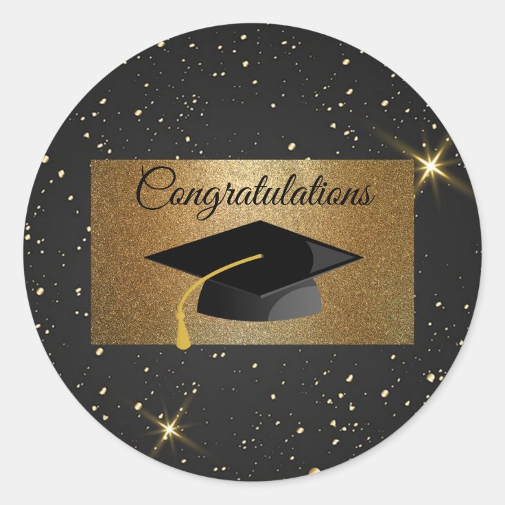 Elegant,Luxury,Gold Glitter,Stylish,Graduation Cap Classic Round ...