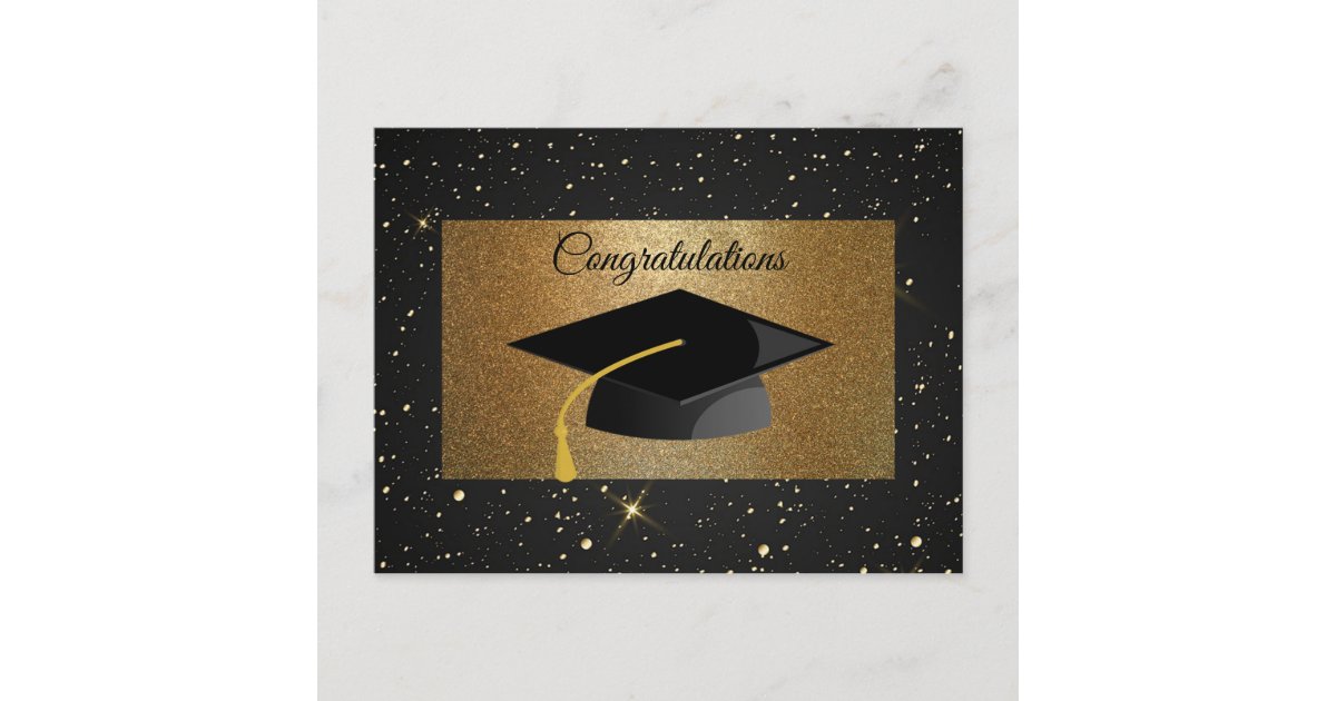 Elegant,Luxury,Gold Glitter,Stylish,Graduation Cap Postcard | Zazzle