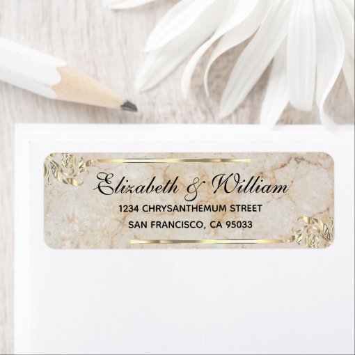 Elegant luxury Gold stone Return Address Label | Zazzle