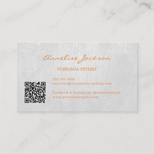 Elegant luxury gold white monogram QR code Business Card | Zazzle