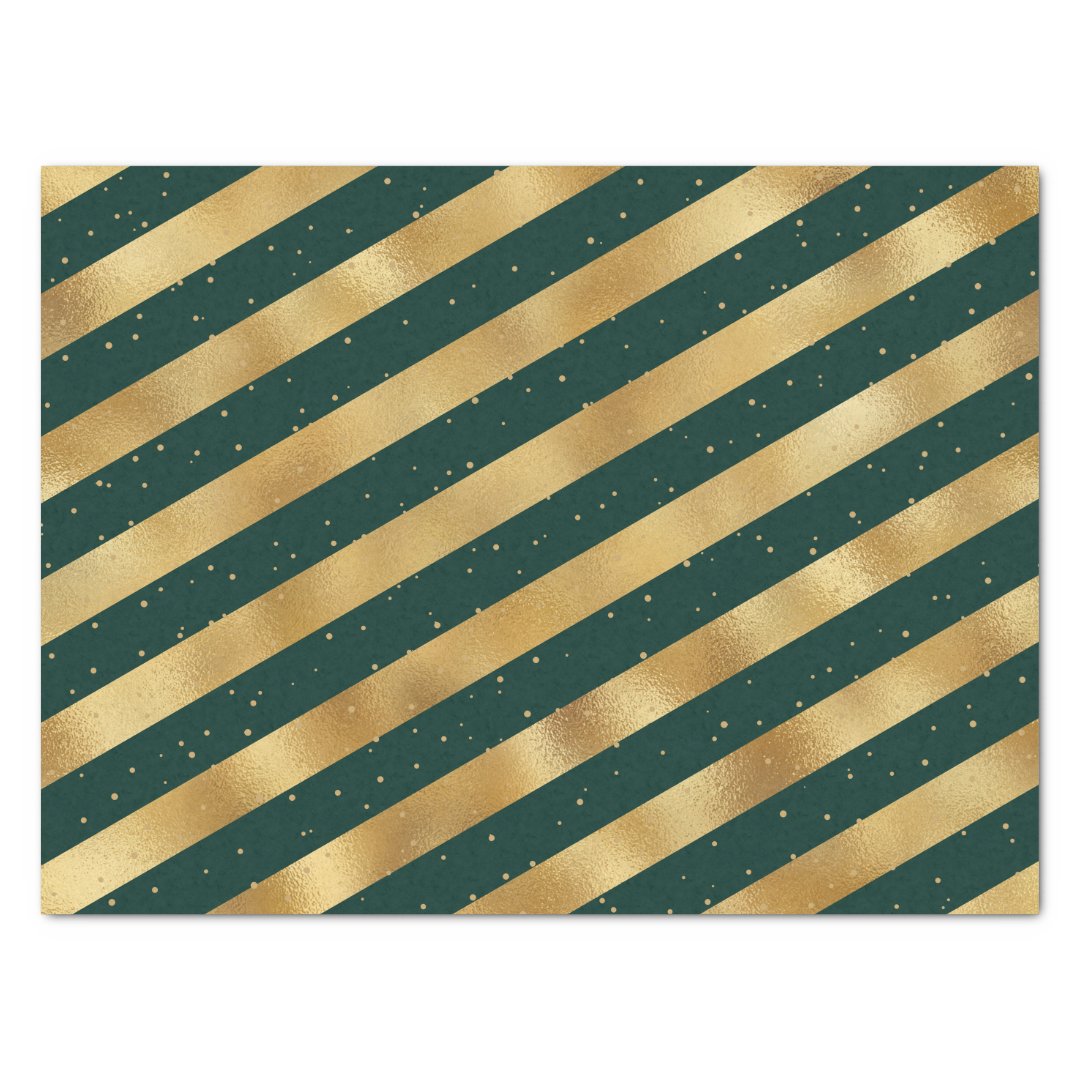 Elegant Luxury Green Gold Foil Snowy Christmas Tissue Paper | Zazzle