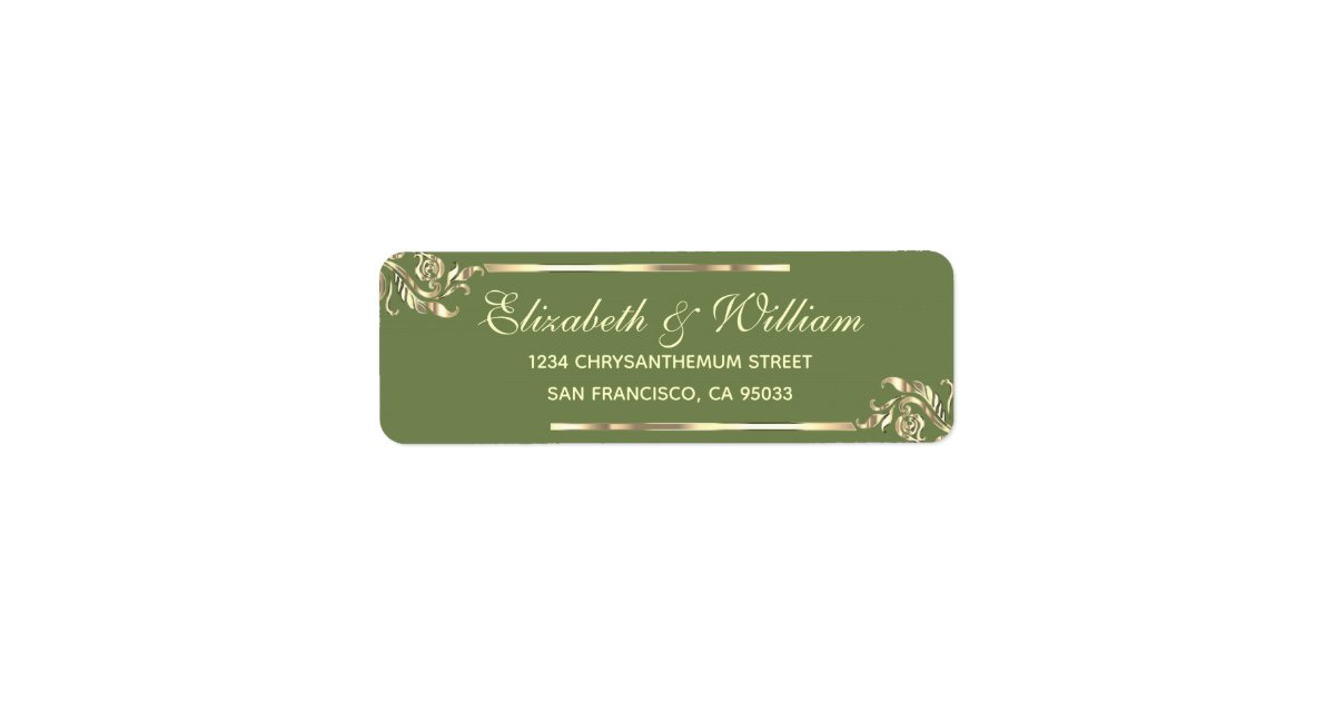 Elegant luxury Green Gold Return Address Label | Zazzle
